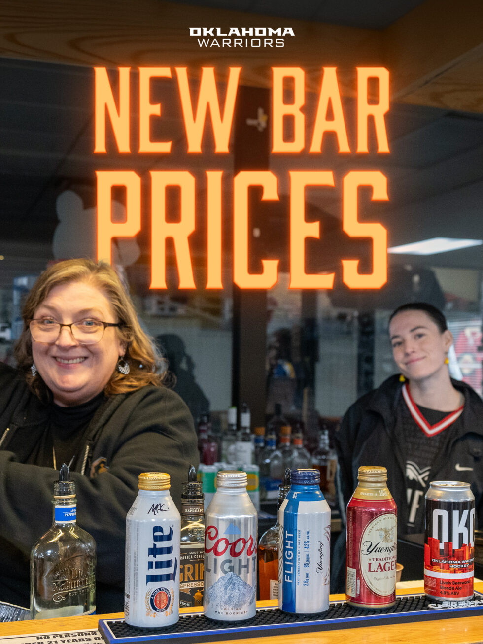 BAR PRICES LOWERED FOR 2025-26 SEASON - Oklahoma Warriors